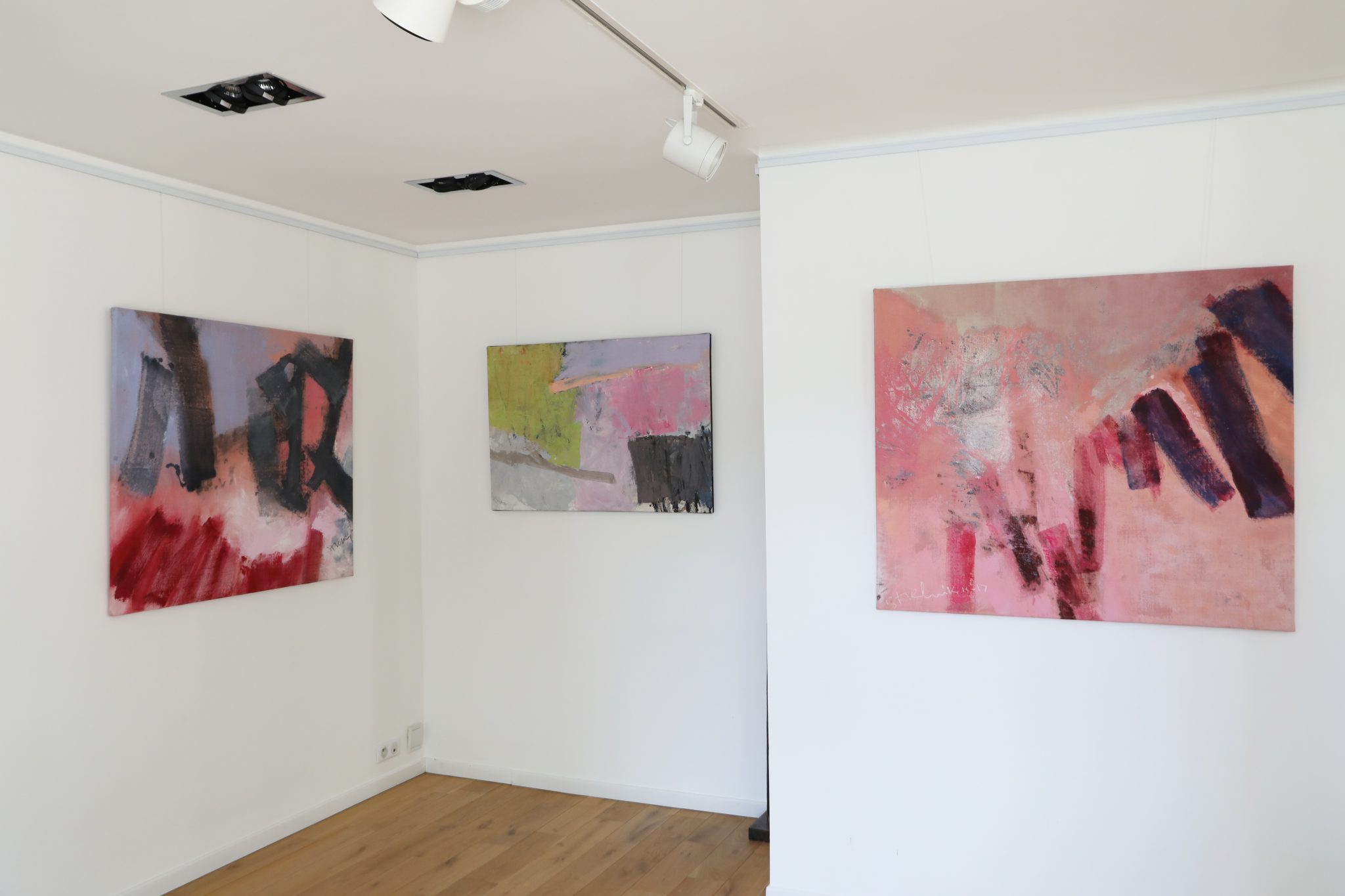 Paysage abstrait vert et rose Piotr Strelnik 77x112 cm - Galerie ...