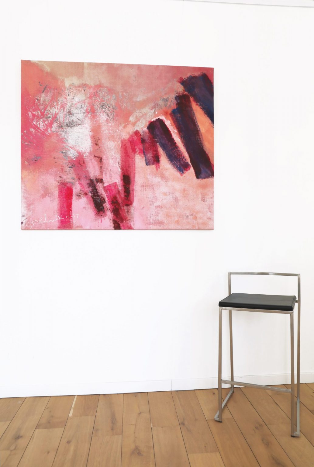 Paysage abstrait vert et rose Piotr Strelnik 77x112 cm - Galerie ...